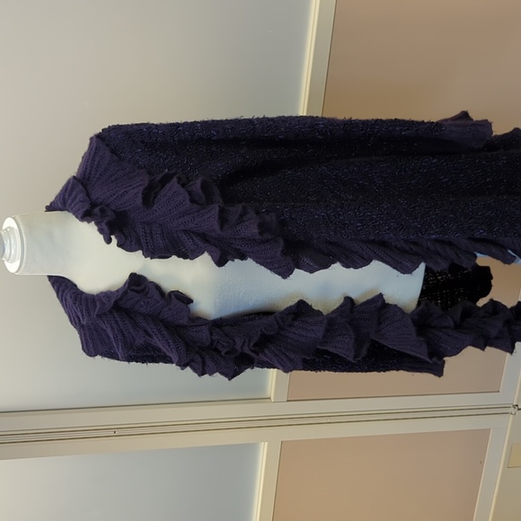 knits by Milano | Sweaters | Purple Ruffled Duster Open Cardigan | Poshmark